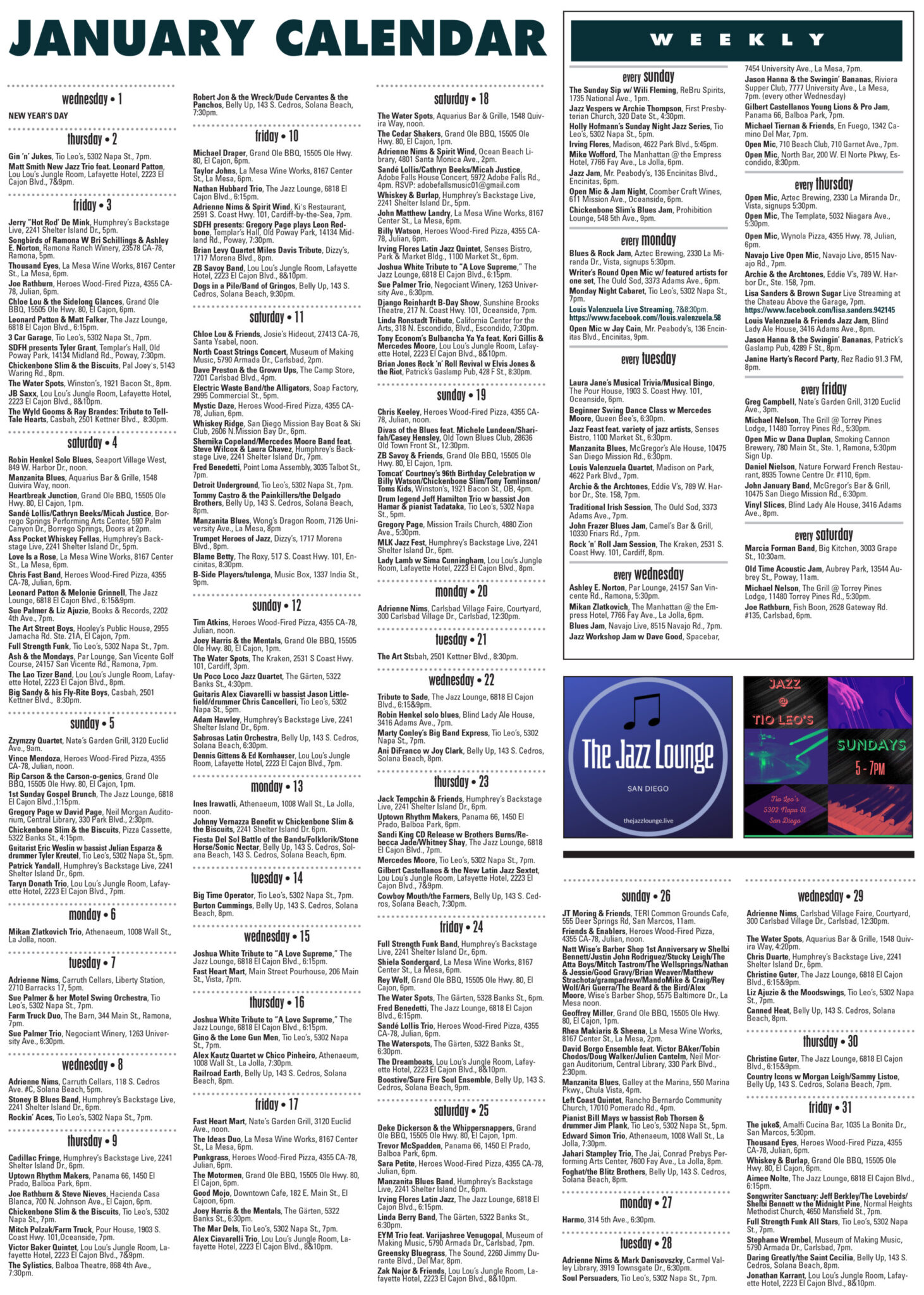 Calendar | San Diego Troubadour